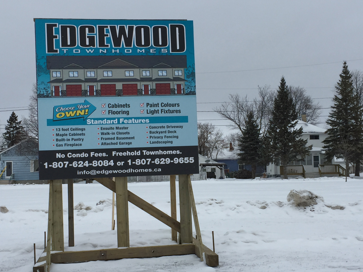 Townhome sign - Fort Frances Times